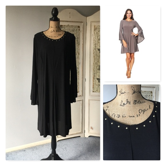 Emma & Michele | Dresses | Emma Michele Bell Sleeve Stud Trim Dress Nwt ...